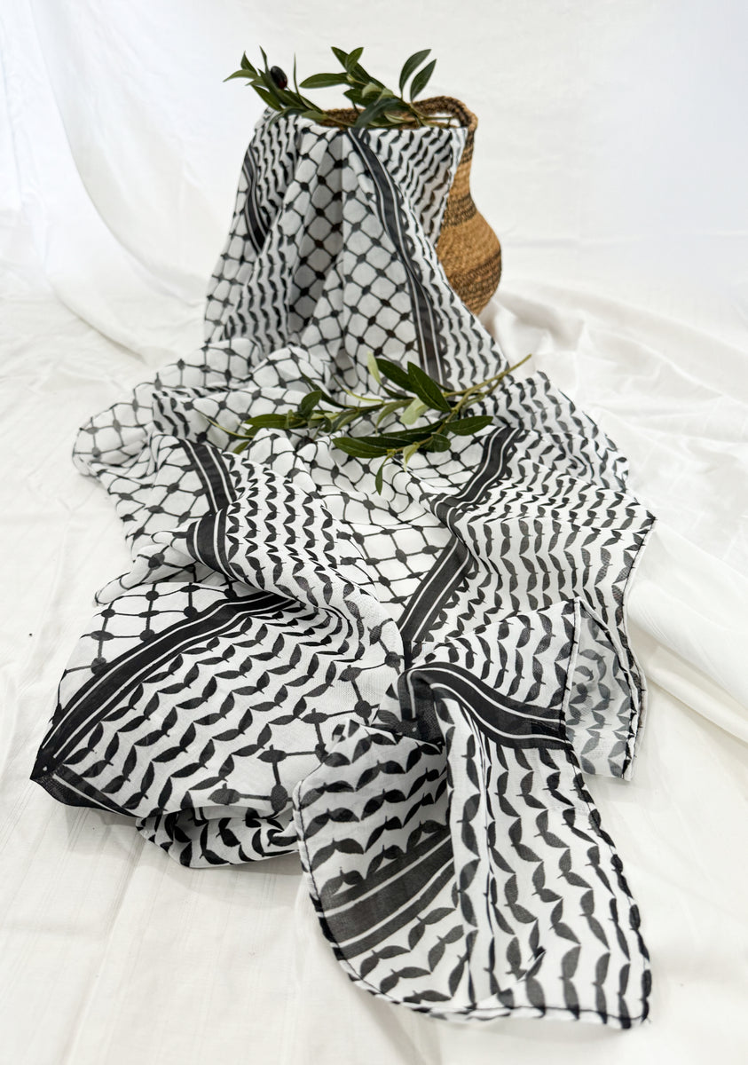 Keffiyeh Modal Hijab - Black – HANORA