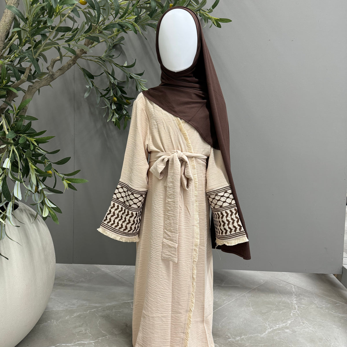 Kids Keffiyeh Abaya - Beige – HANORA